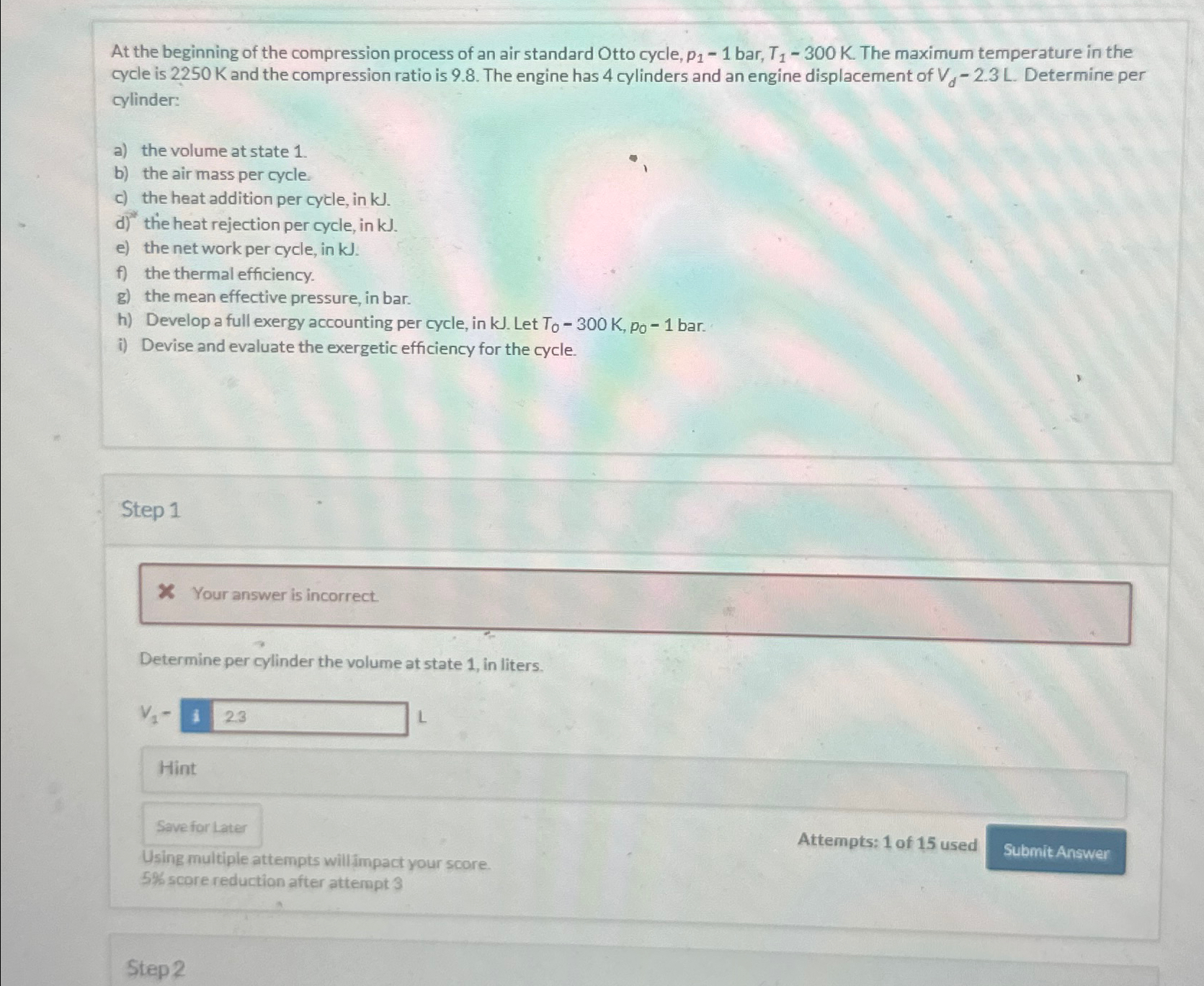 Solved At the beginning of the compression process of an air | Chegg.com