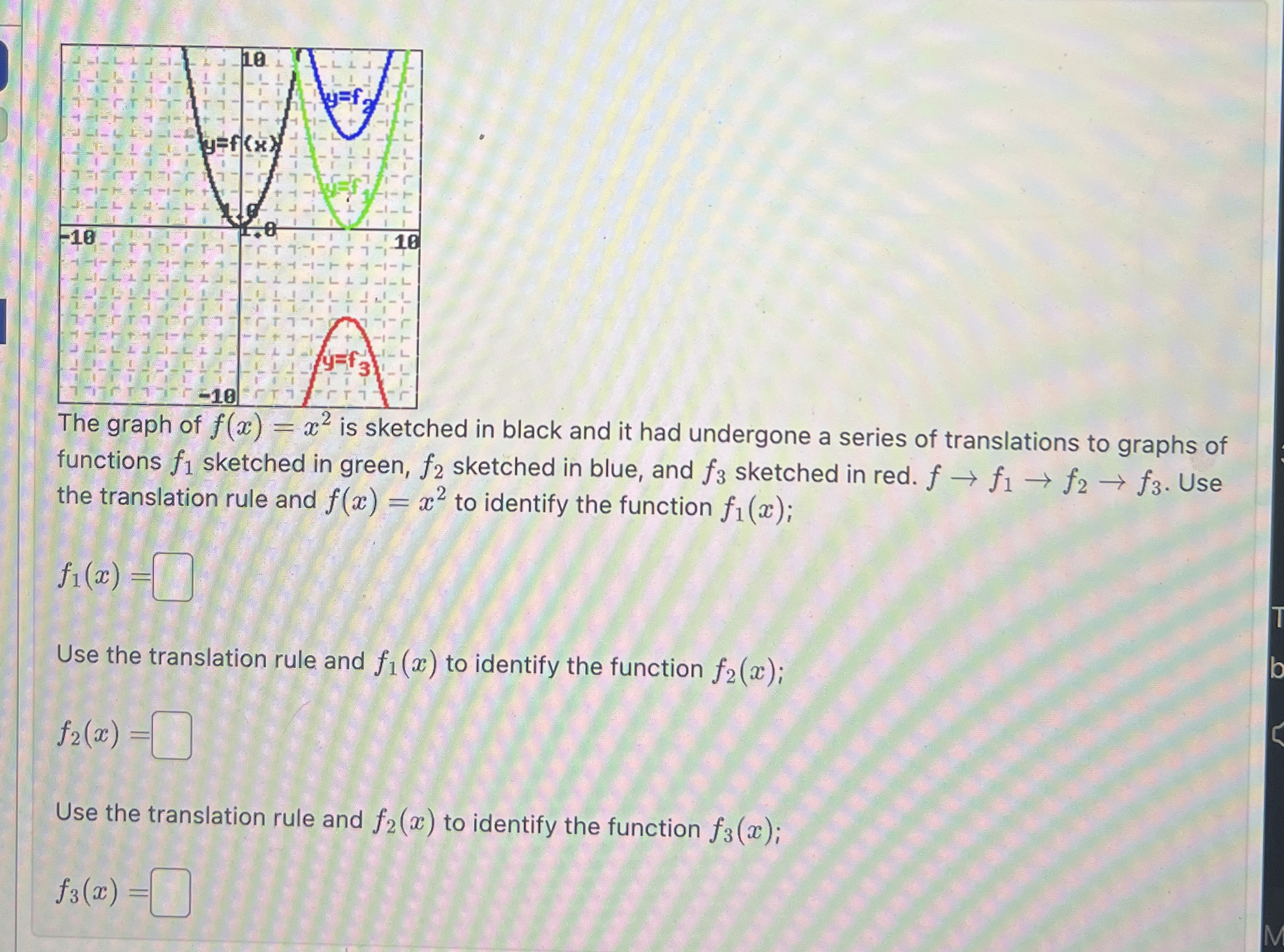 Solved Ine graph of f(x)=x2 ﻿is sketched in black and it had | Chegg.com