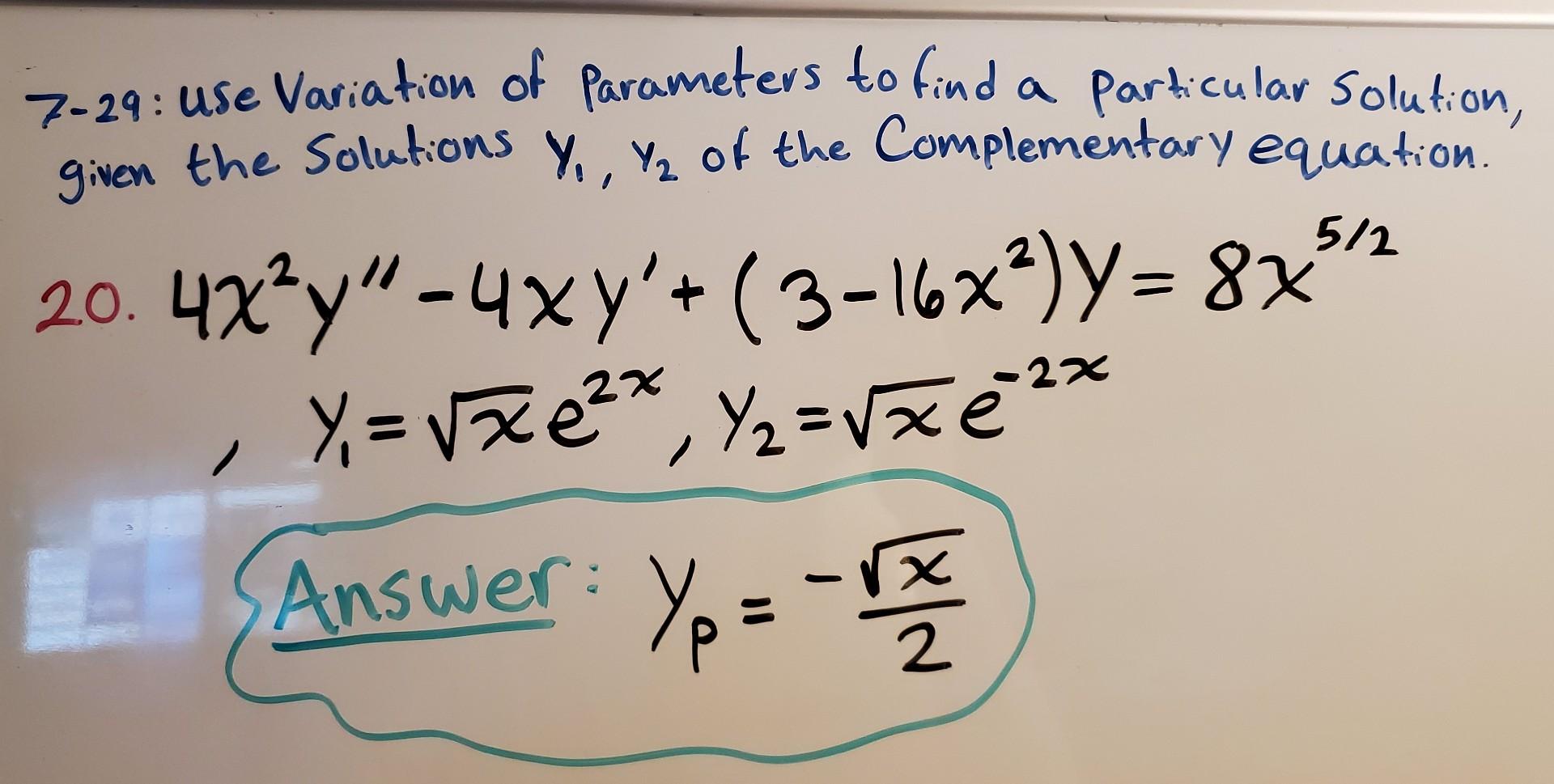 Solved Find Particular equation... Using... ω2=∣y1⋅⋅f(x)∣ | Chegg.com