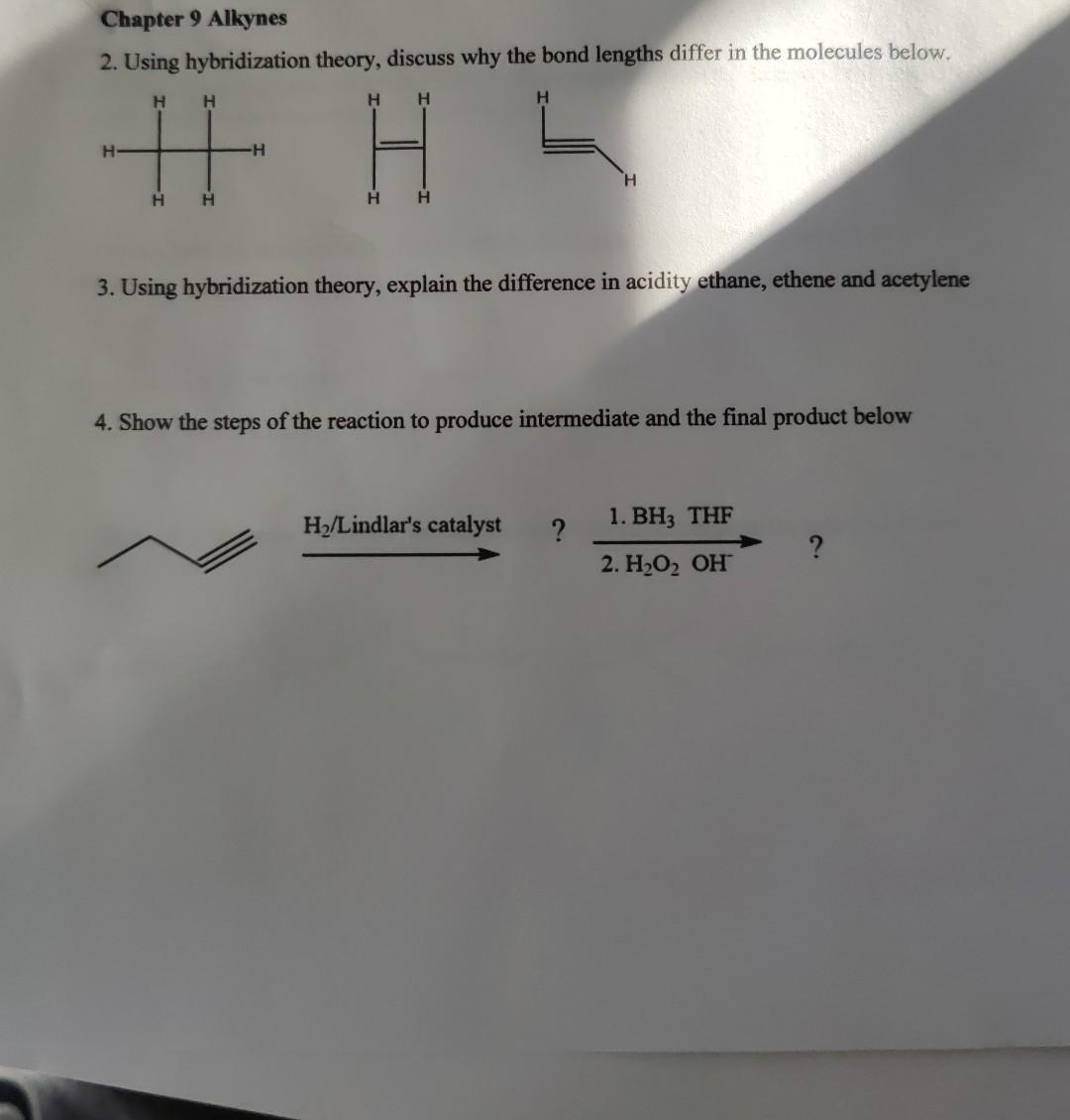 Solved 2. Using hybridization theory, discuss why the bond | Chegg.com
