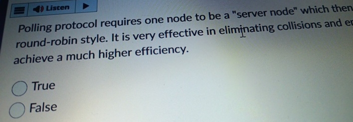 Solved ListenPolling protocol requires one node to be a | Chegg.com
