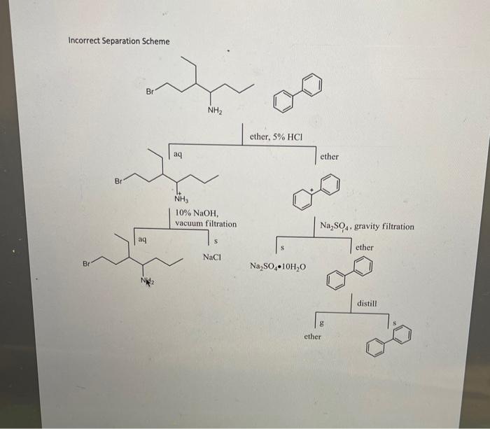 Solved Incorrect Separation Scheme Br NH2 ether, 5% HCI ag | Chegg.com