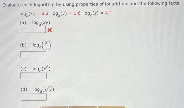Solved valuate each logarithm by using properties of | Chegg.com