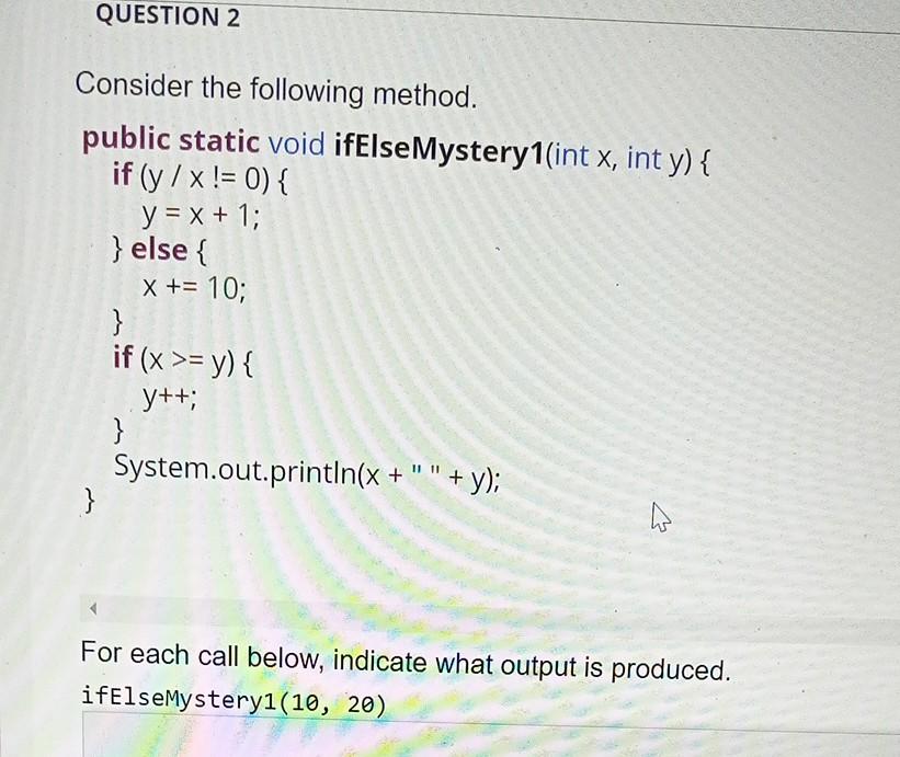 Solved Consider the following method. public static void | Chegg.com
