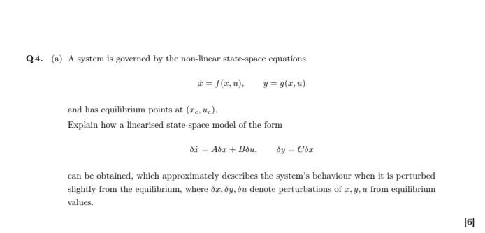 Solved Q4. (a) A system is governed by the non-linear | Chegg.com