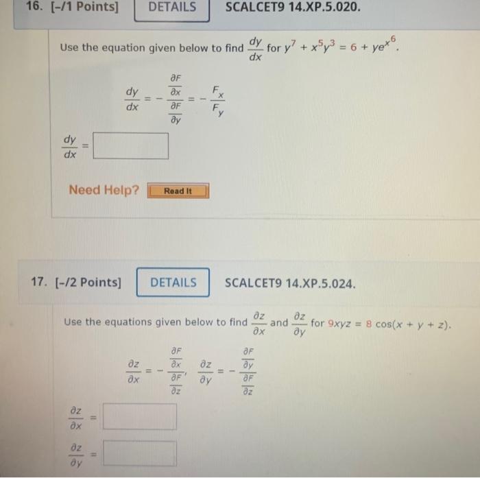 Solved Use the equation given below to find dxdy for | Chegg.com