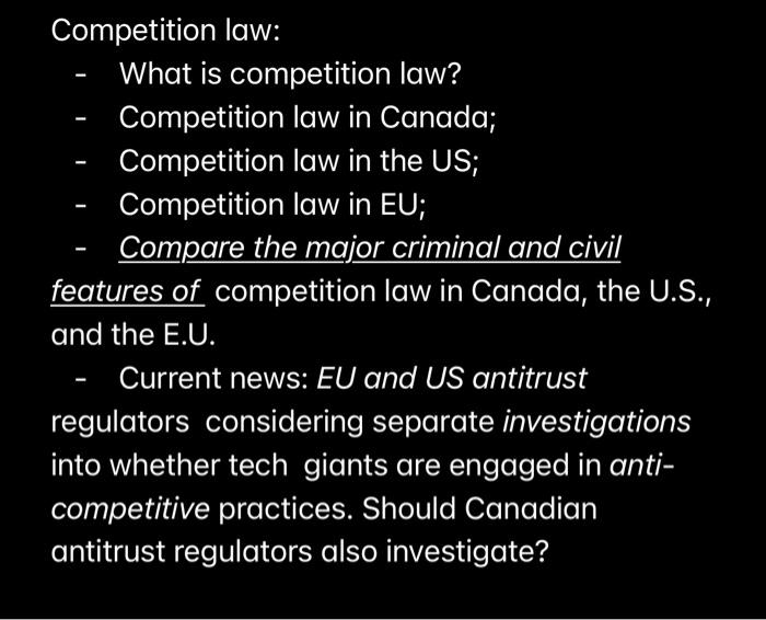 Solved Competition law: - What is competition law? - | Chegg.com