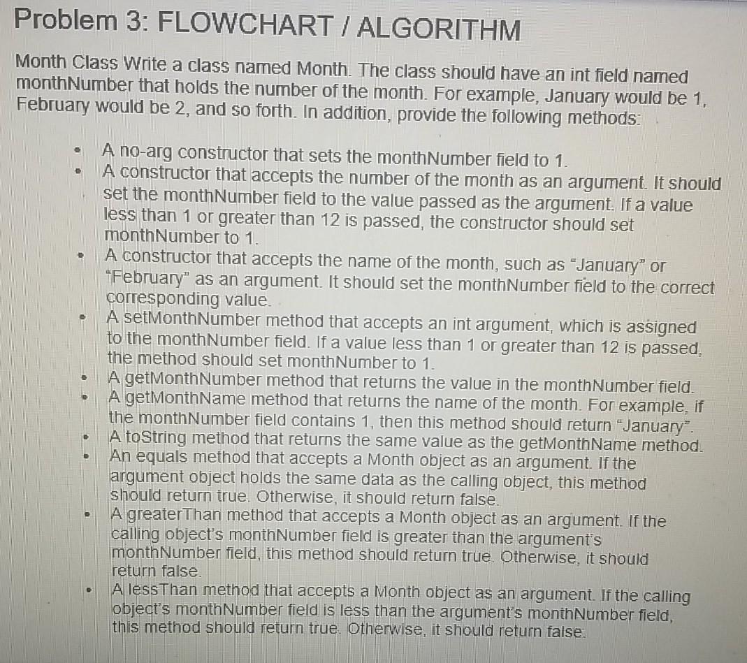 Solved Problem 3: FLOWCHART / ALGORITHM Month Class Write a | Chegg.com