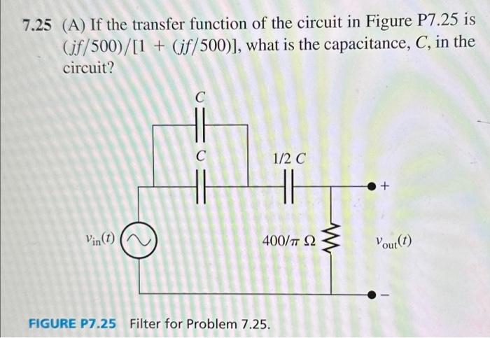 Solved 7.25 (A) If the transfer function of the circuit in | Chegg.com
