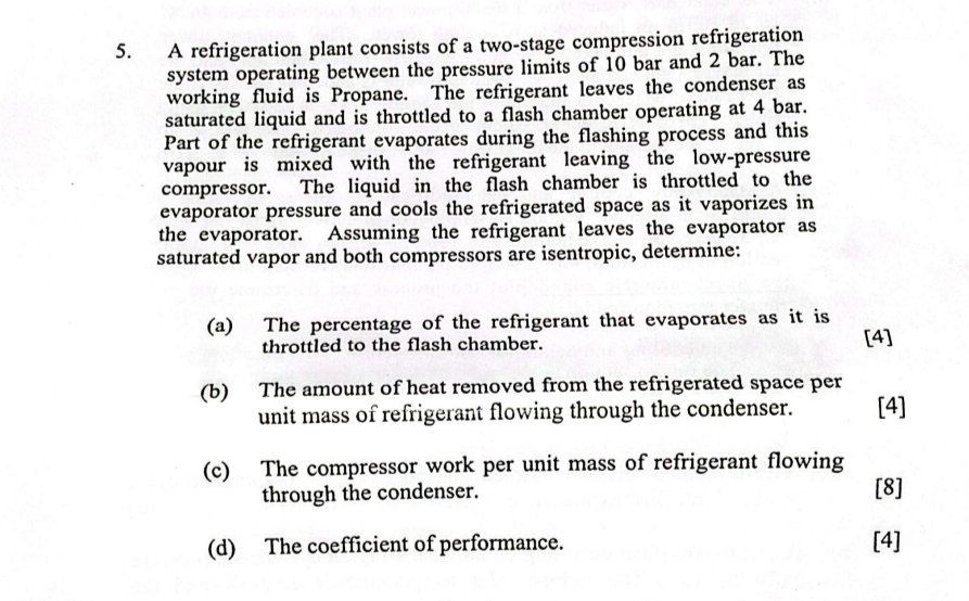 Solved A refrigeration plant consists of a two-stage | Chegg.com