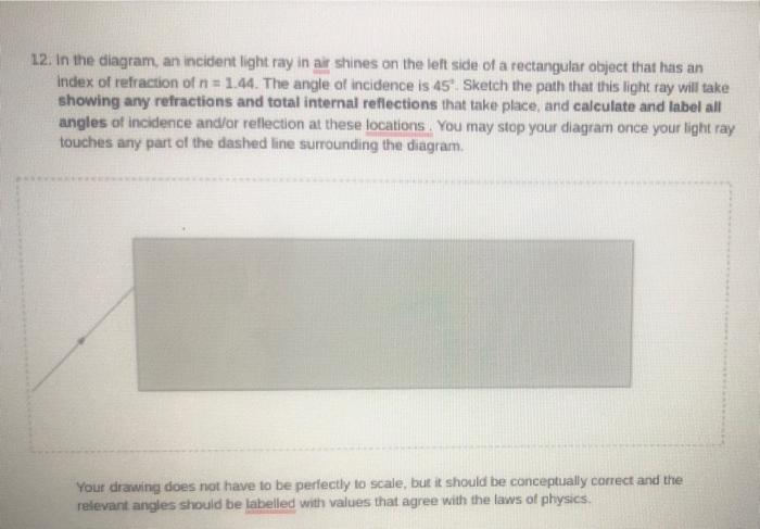 Solved 12. In the diagram, an incident light ray in air | Chegg.com