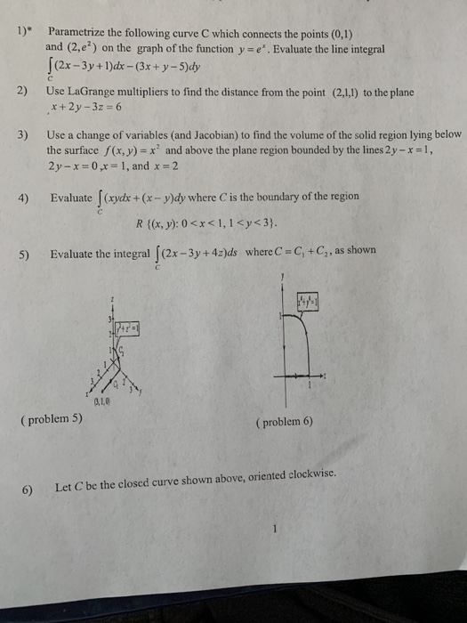 Solved 1)* Parametrize the following curve C which connects | Chegg.com