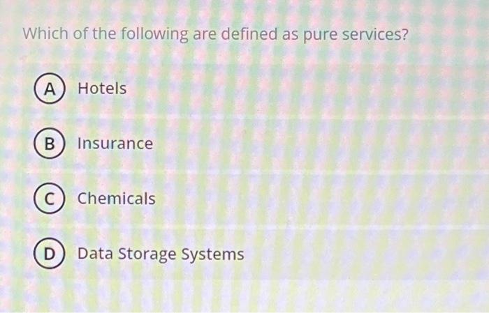 Solved Which of the following are defined as pure services? | Chegg.com
