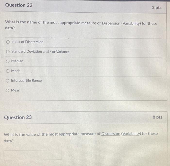 Solved What is the value of the most appropriate measure | Chegg.com