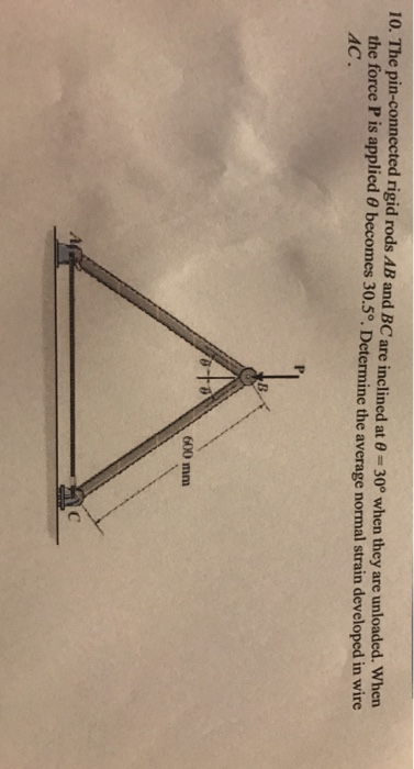 Solved 10. The pin-connected rigid rods AB and BC are | Chegg.com
