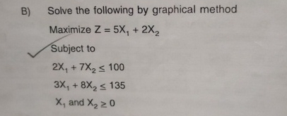 Solved B) ﻿Solve the following by graphical methodMaximize | Chegg.com
