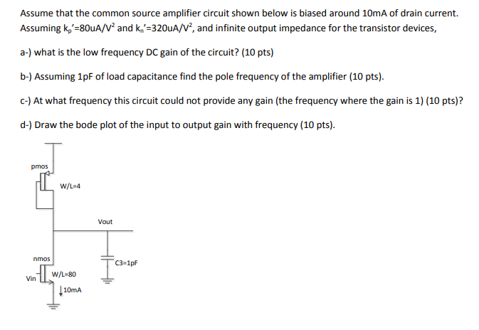 Solved Assume that the common source amplifier circuit shown | Chegg.com