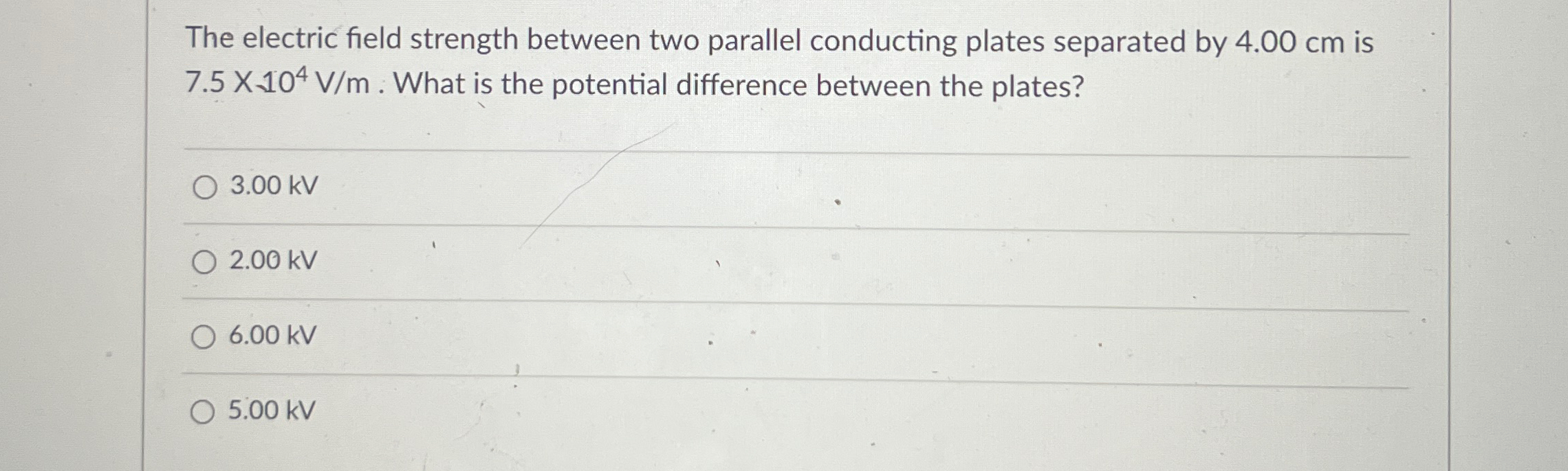 Solved The electric field strength between two parallel | Chegg.com