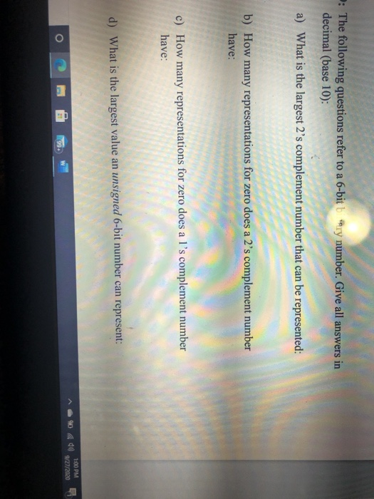 Solved : The following questions refer to a 6-bit bary | Chegg.com