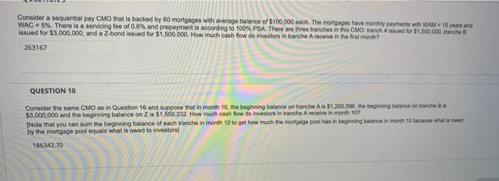 Solved Consider a sequential pay CMO that is backed by 60 | Chegg.com