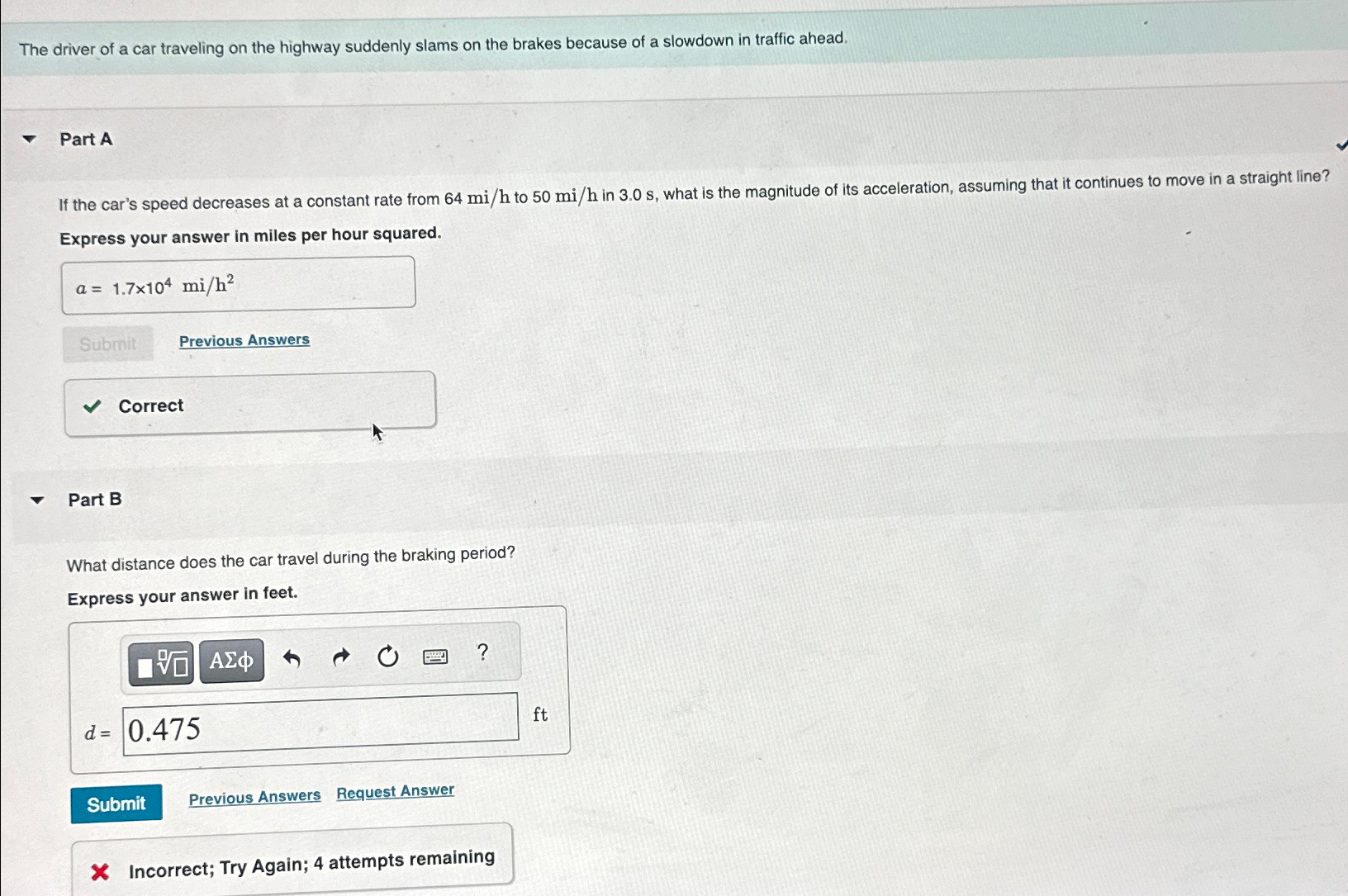 Solved The driver of a car traveling on the highway suddenly | Chegg.com