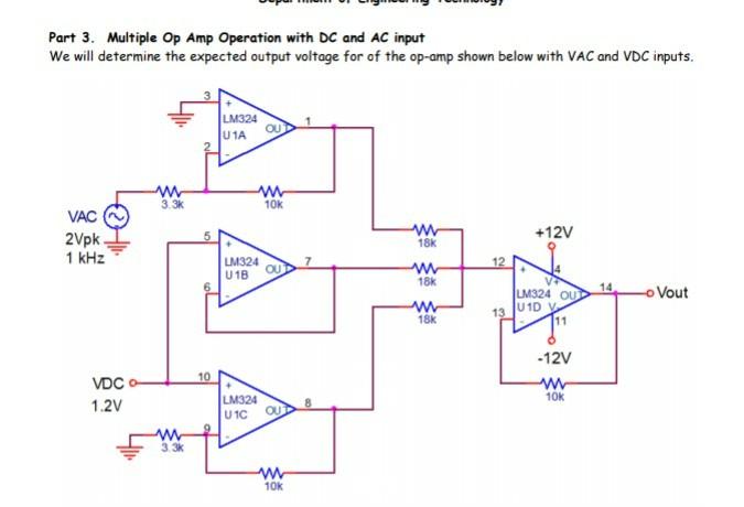 Solved Part 3. Multiple Op Amp Operation with DC and AC | Chegg.com