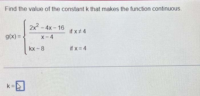 Solved Find the value of the constant k that makes the | Chegg.com