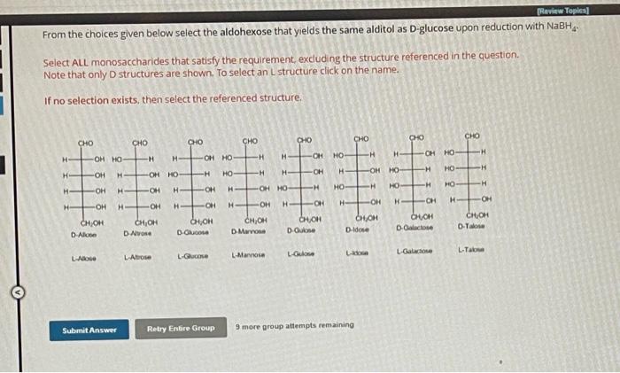 Solved From the choices given below select the aldopentose | Chegg.com