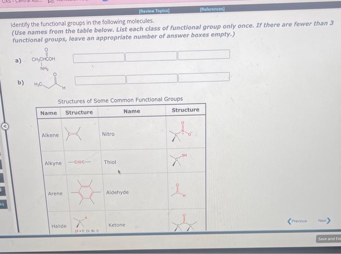 Solved Identify the functional groups in the following | Chegg.com
