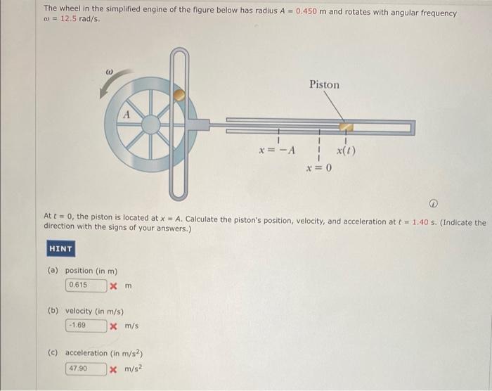 Solved The wheel in the simplified engine of the figure | Chegg.com