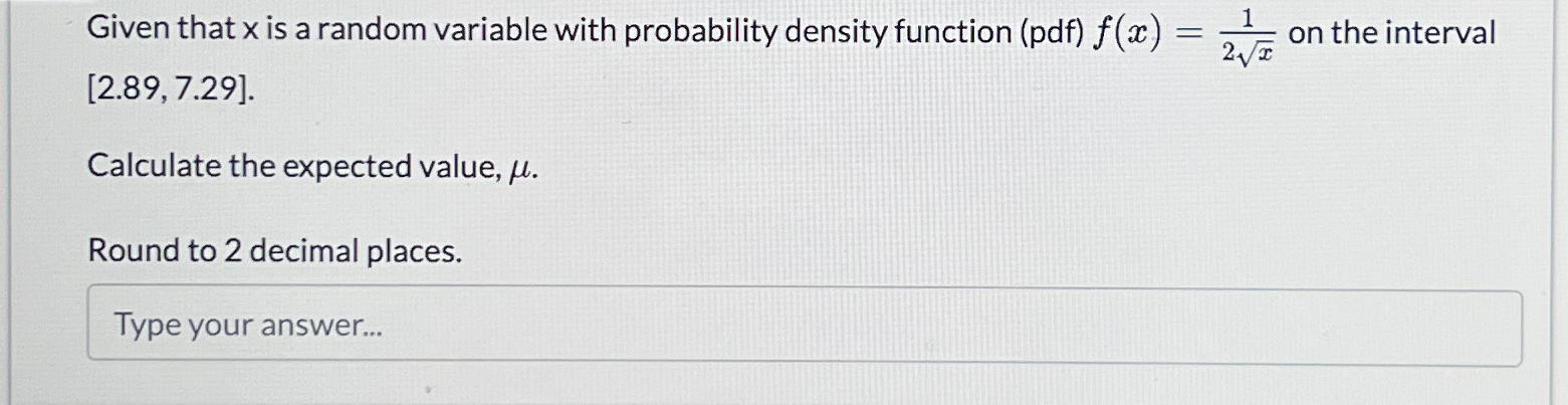Solved Given that x ﻿is a random variable with probability | Chegg.com