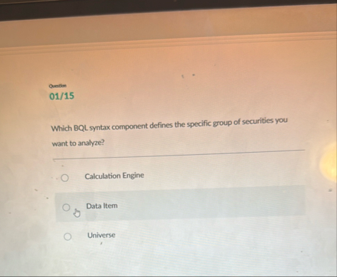 Solved Question01/15Which BQL syntax component defines the | Chegg.com