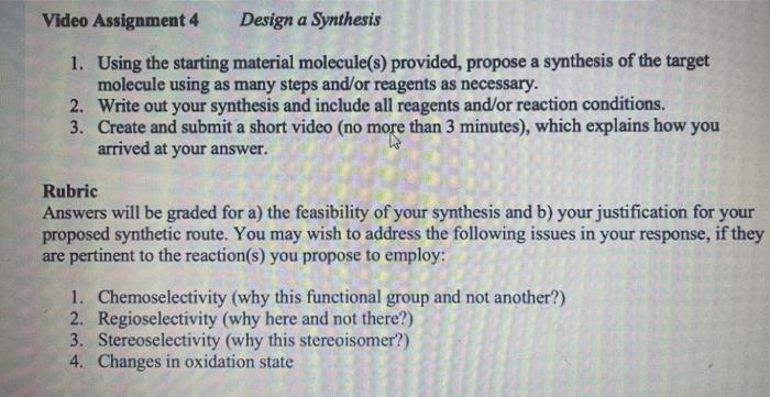 Solved Video Assignment 4 Design a Synthesis 1. Using the | Chegg.com