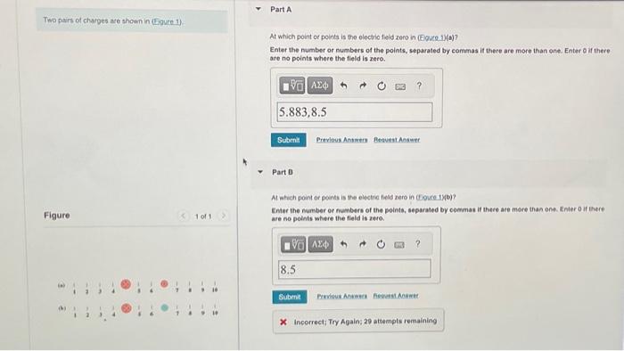 Solved Two pairs of charges are shown in (Egure 1) At which | Chegg.com