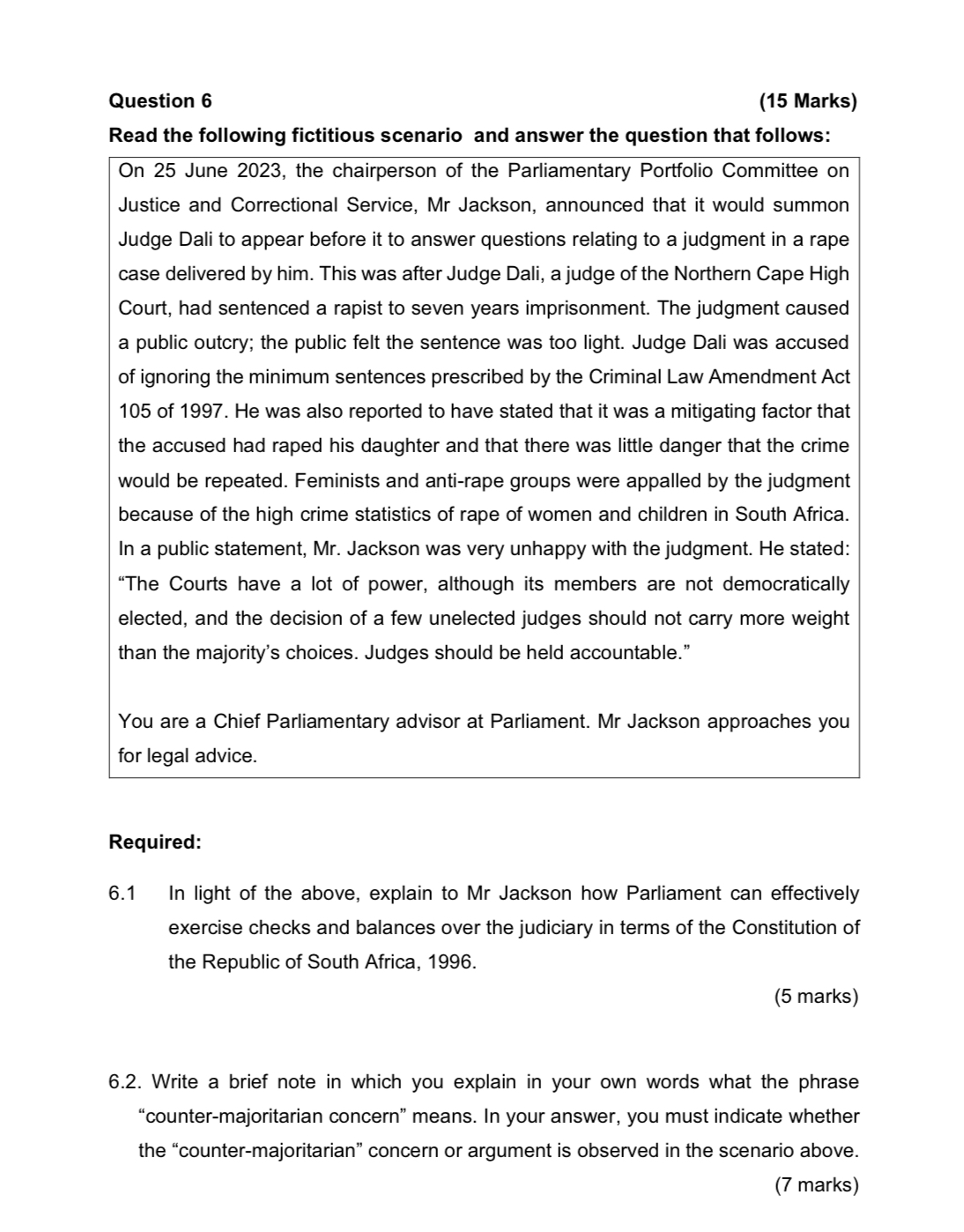 Solved Question 6(15 ﻿Marks)Read the following fictitious | Chegg.com