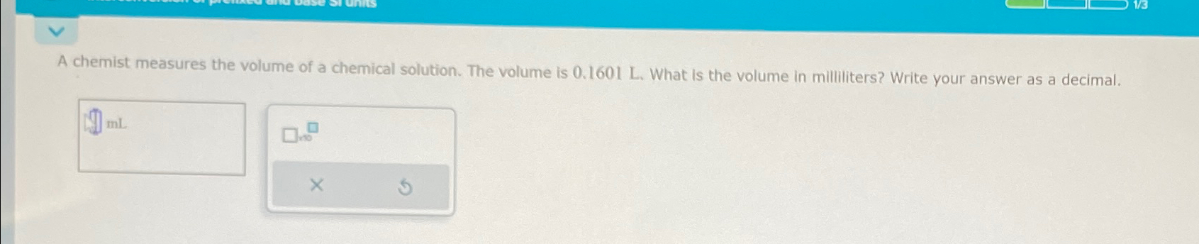 Solved A chemist measures the volume of a chemical solution. | Chegg.com