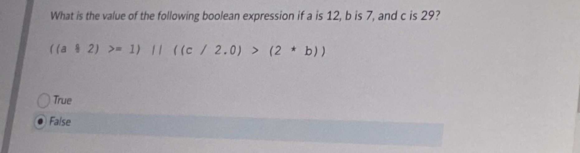 Solved What is the value of the following boolean expression | Chegg.com