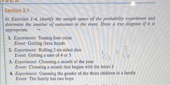 Solved Section 3.1 In Exercises 1-4, identify the sample | Chegg.com