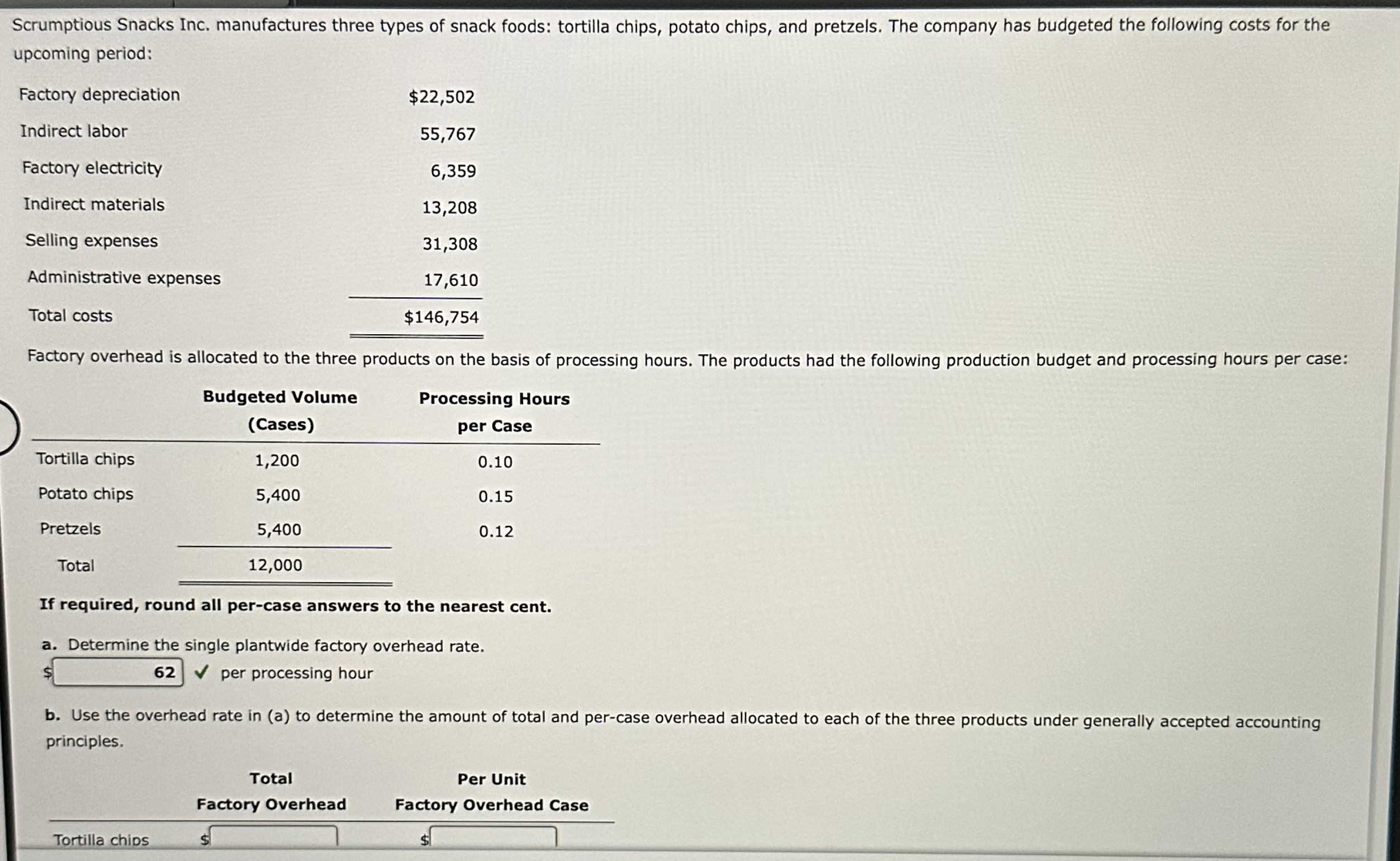 Solved Scrumptious Snacks Inc. manufactures three types of | Chegg.com