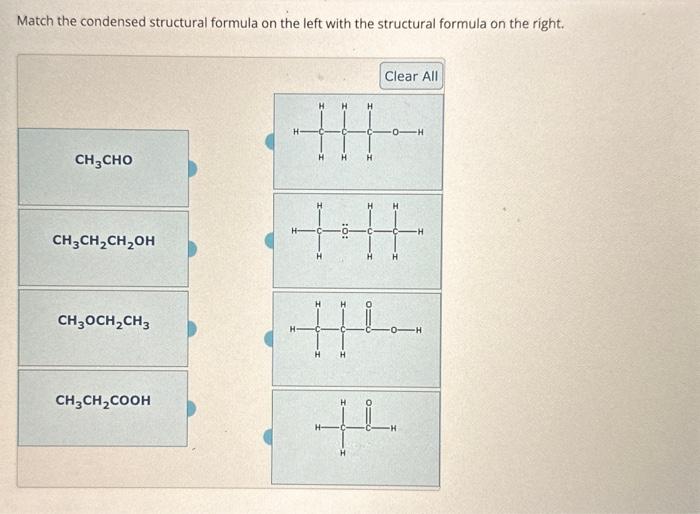 Solved Match the condensed structural formula on the left | Chegg.com