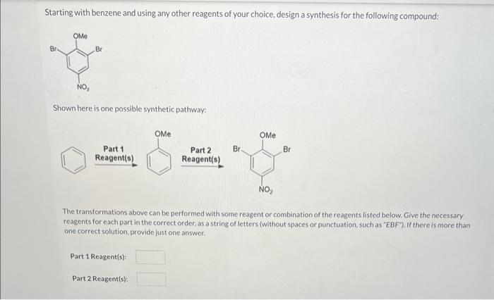Solved Starting with benzene and using any other reagents of | Chegg.com