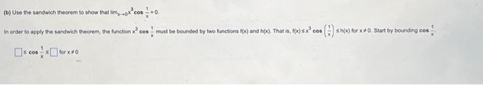 Solved (b) Use the sandwich theorem to show that | Chegg.com
