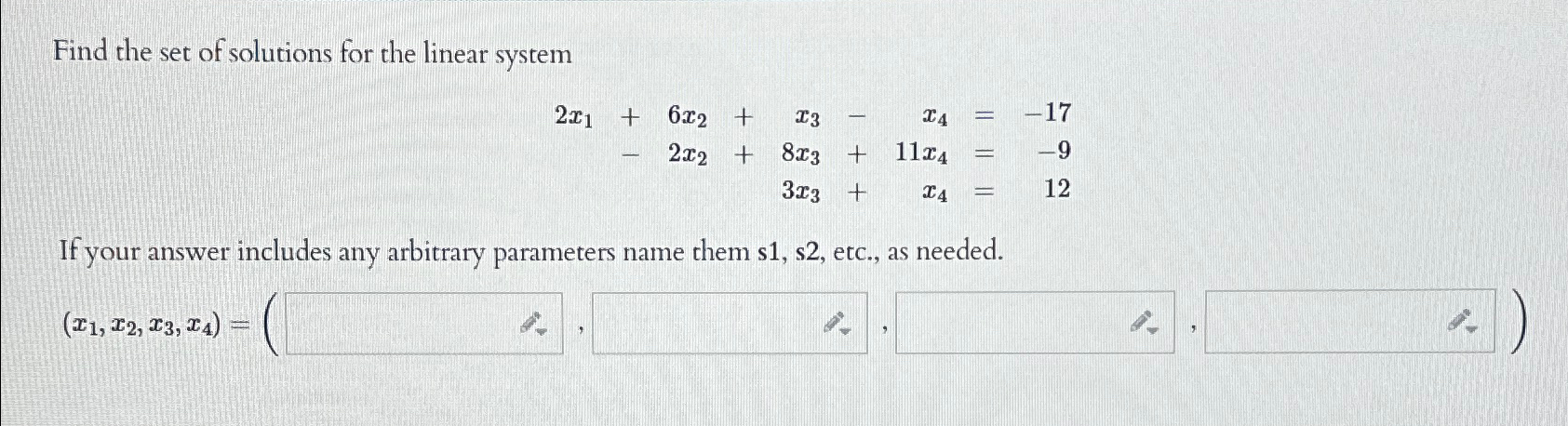 Solved Find the set of solutions for the linear | Chegg.com