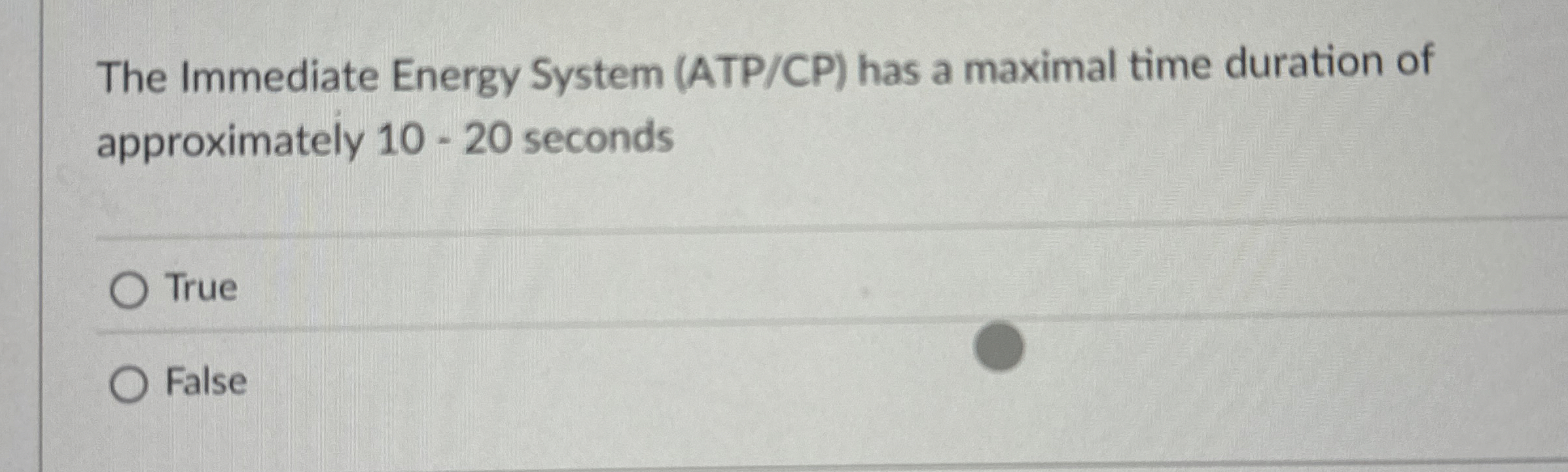 Solved The Immediate Energy System (ATP/CP) ﻿has a maximal | Chegg.com