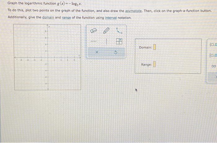 Solved Graph the logarithmic function g(x)=−log3x. To do | Chegg.com