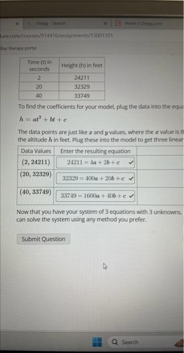 Solved es now be used to create the quadratic model that | Chegg.com