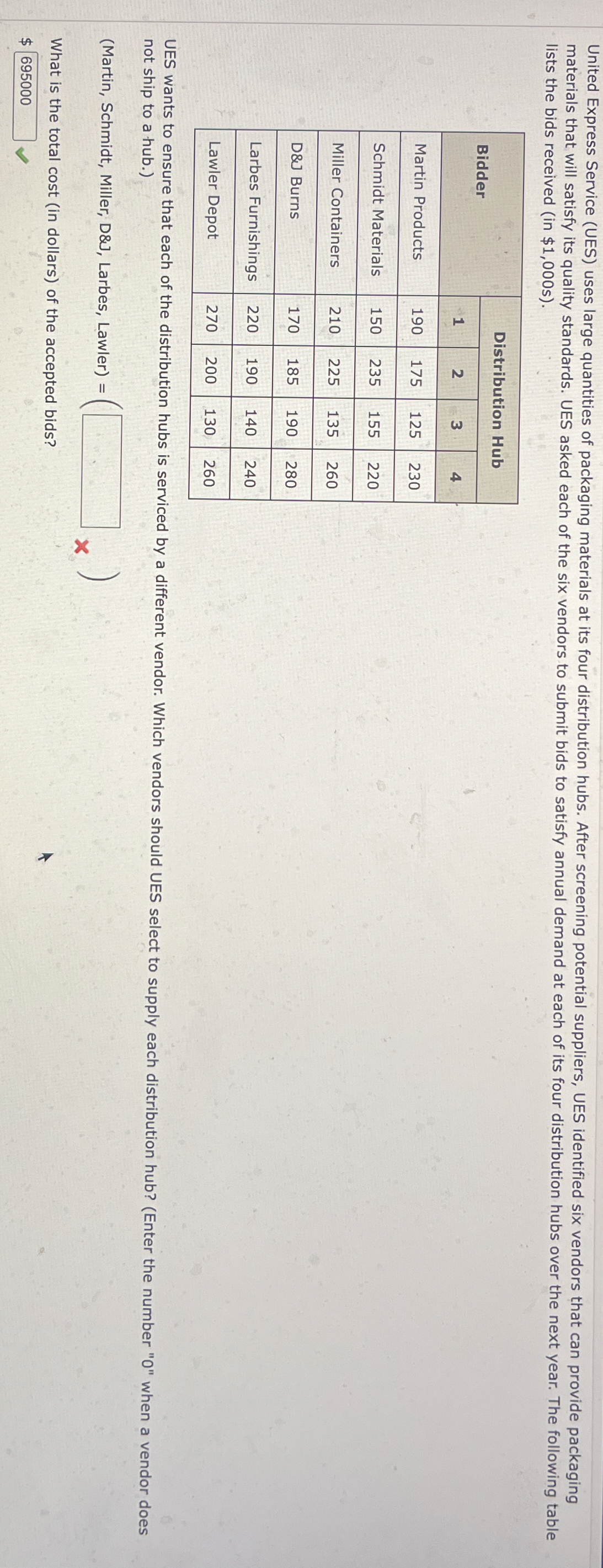 Solved United Express Service (UES) ﻿uses large quantities | Chegg.com