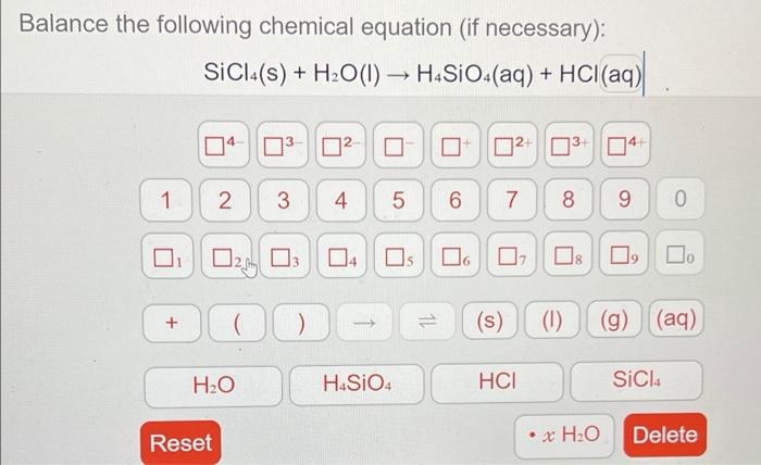 Solved Balance the following chemical equation (if | Chegg.com