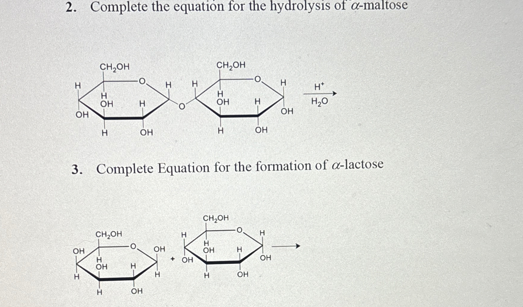 [Solved]: Complete the equation for the hydrolysis of alpha