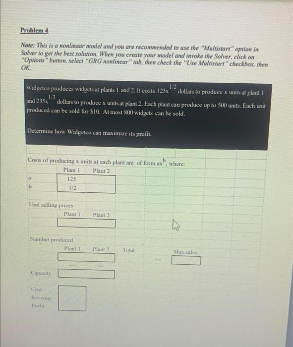 Solved Problem 4 Note: This is a nonlinear model and you are | Chegg.com